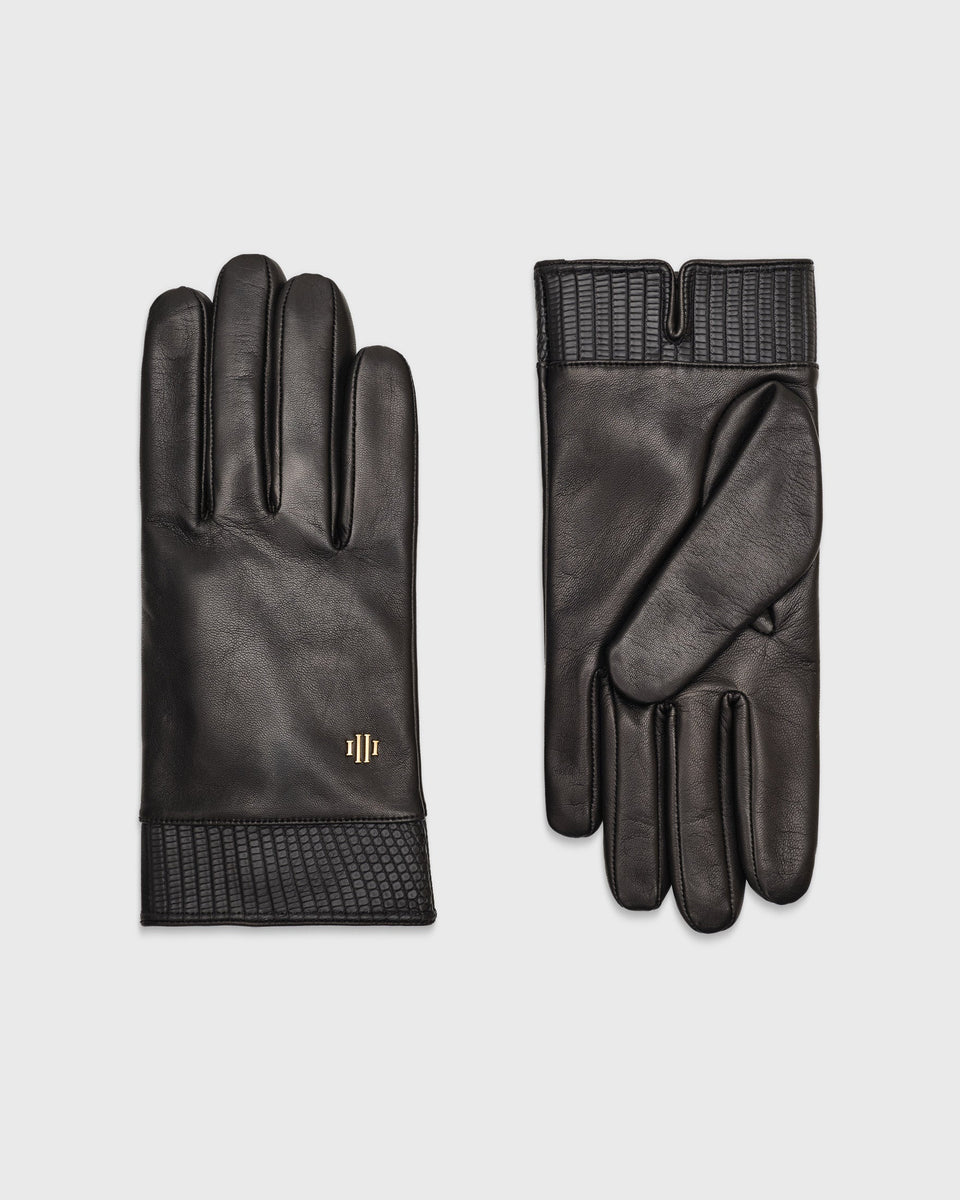 Francois Men's Black Lizard & Leather Gloves – Hamerli