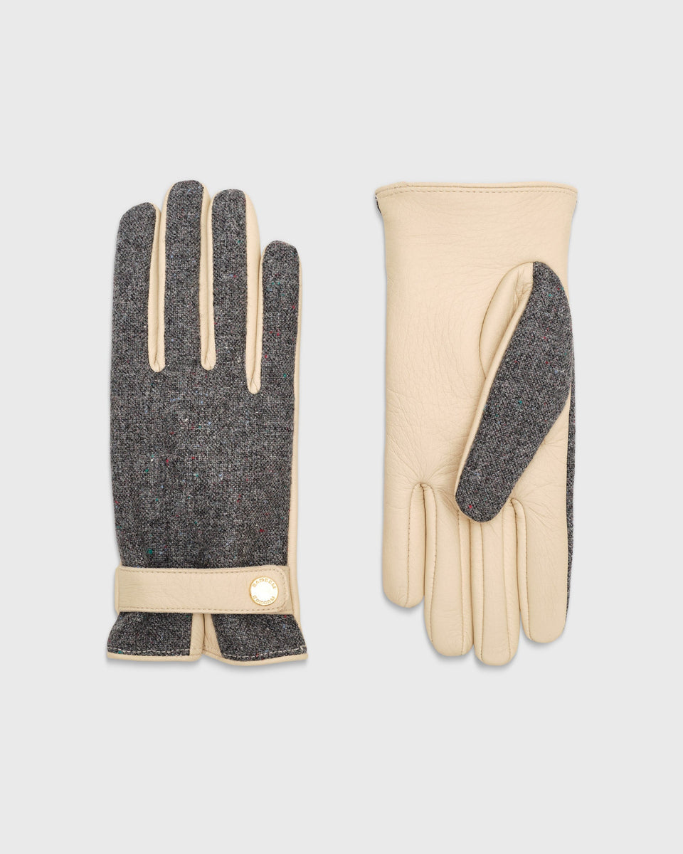 Ines Women's White/Grey Tweed Leather Gloves – Hamerli